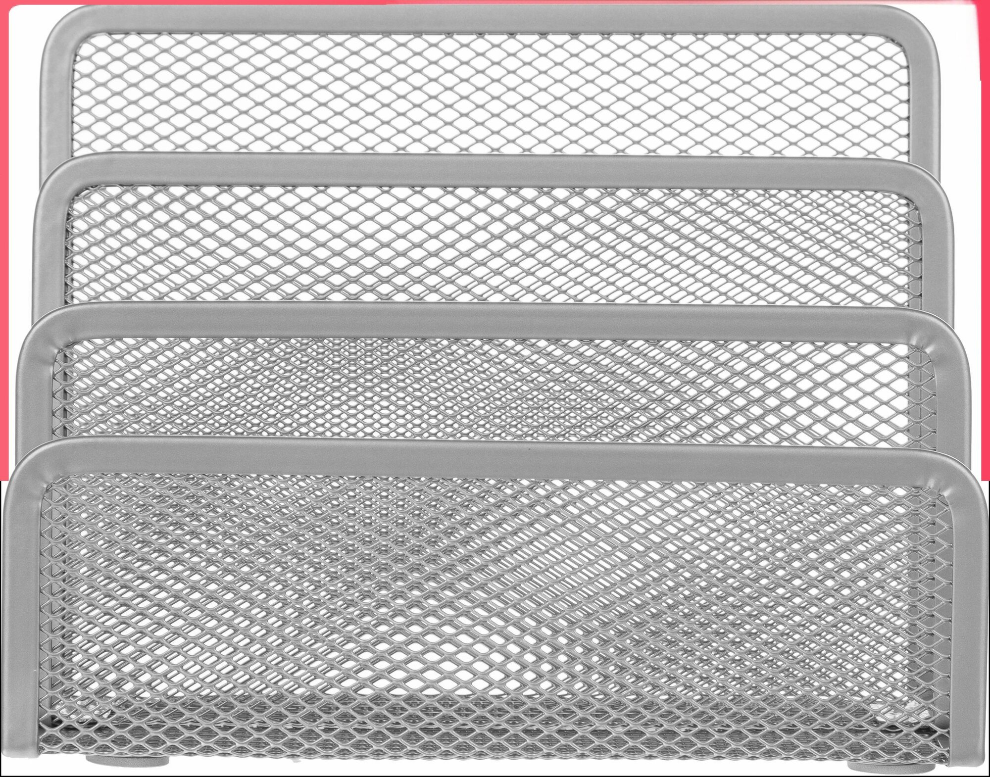 Подставка для бумаг и писем Attache (3 секции, металлическая сетка, высота 135 мм, серебро)