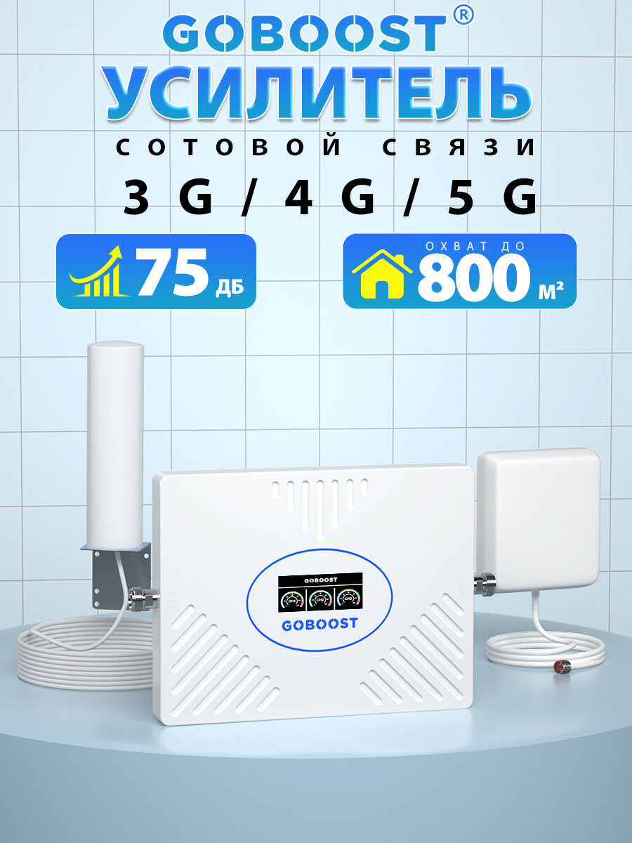 Усилитель сотовой связи, Репитер LTE, 5G, 4G, 3G, 2G,900-1800-2100 МГц, усилитель gsm сигнала