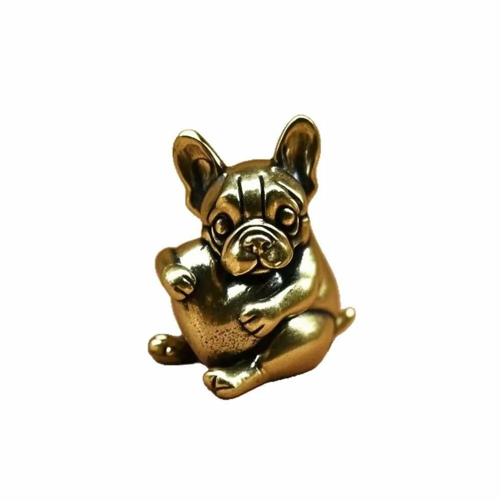 Статуэтка мопса из латуни, декоративное произведение искусства