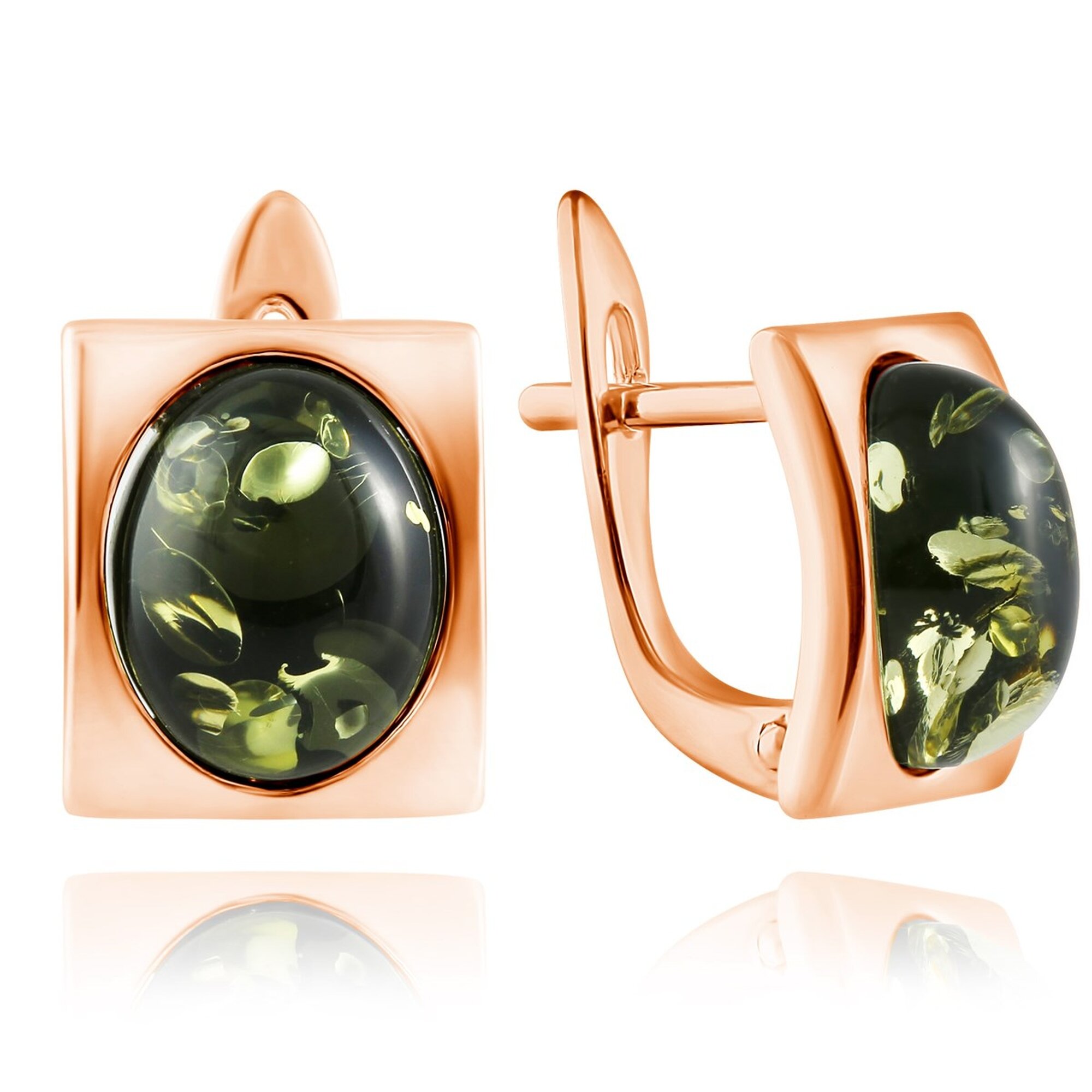 Серьги, серебро, 925 проба, золочение, янтарь
