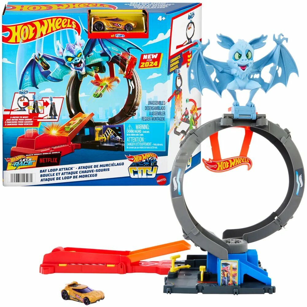 Hot Wheels City Bat Loop Attack Игрушечная парковка для машинок