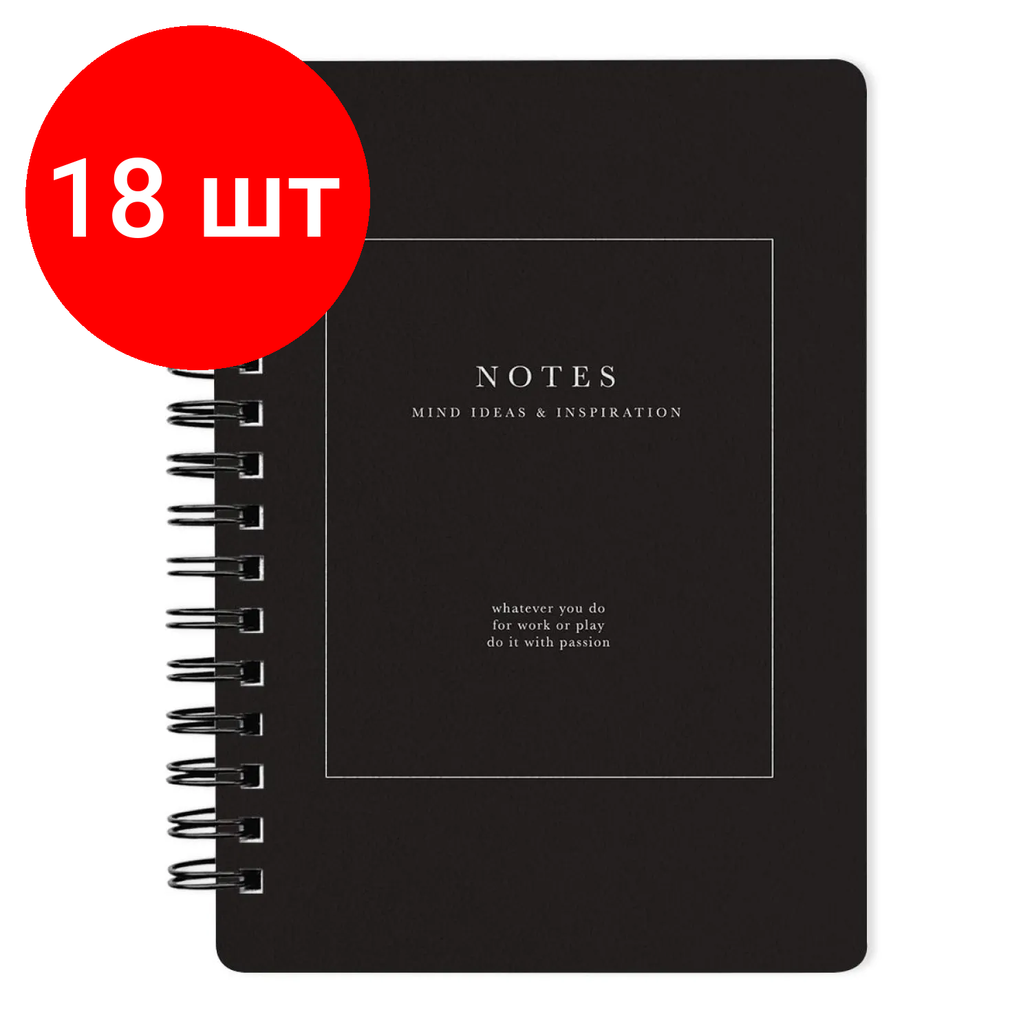Комплект 18 штук, Блокнот 100х140мм 120л. клетка, спираль, Be Smart Notes черн, N3731