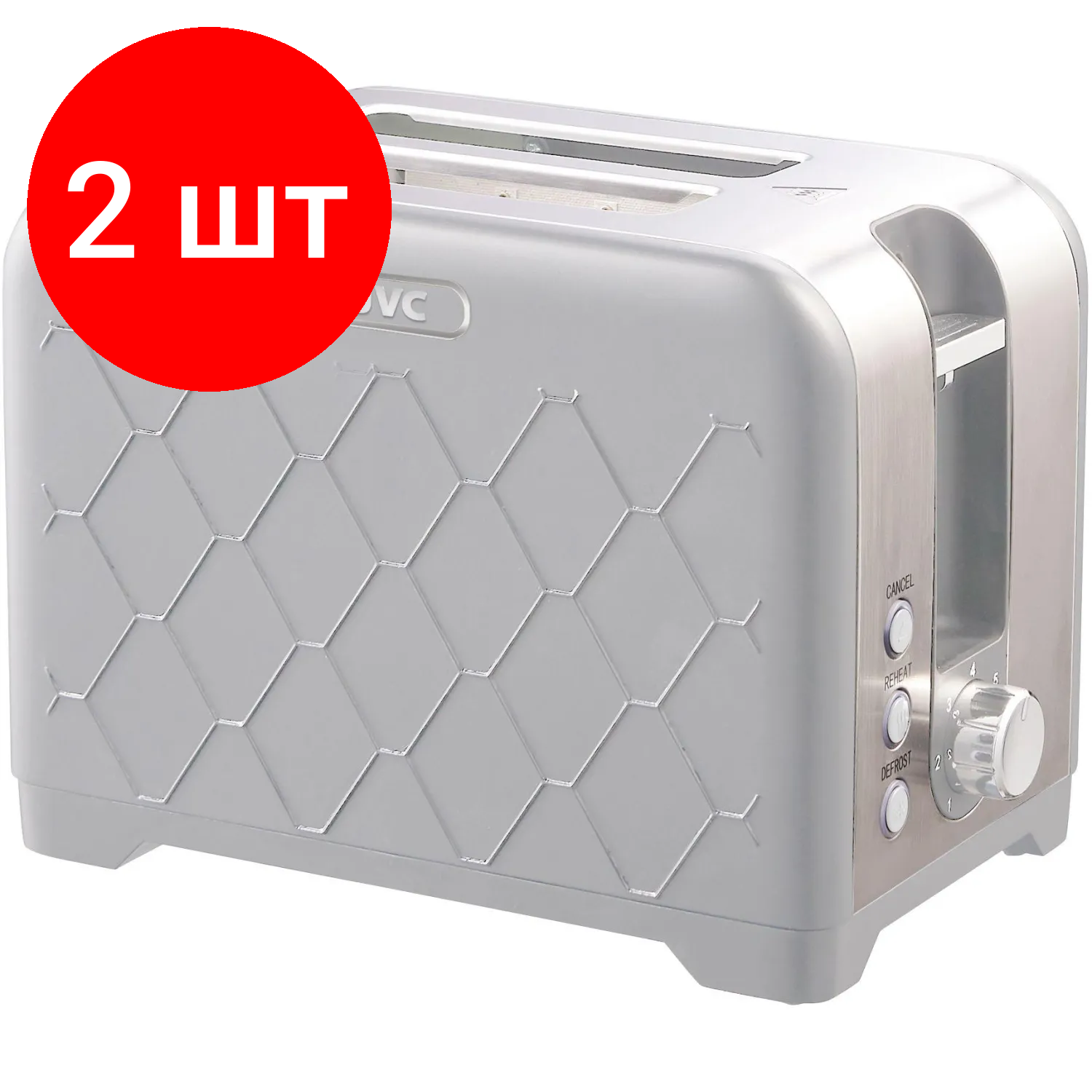 Комплект 2 штук, Тостер JVC JK-TS722, 900ВТ, 2 отсека, белый