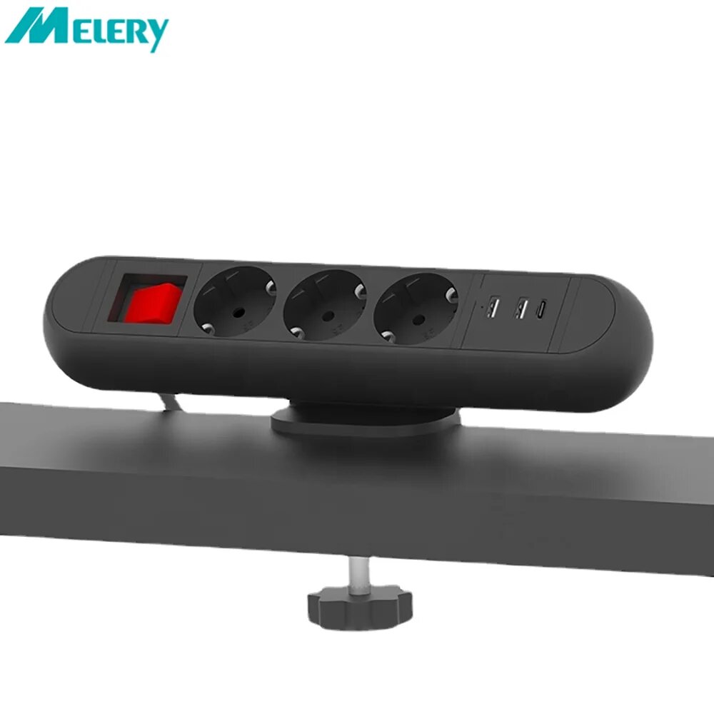 Melery Удлинитель с розетками 3 шт, USB Type-C