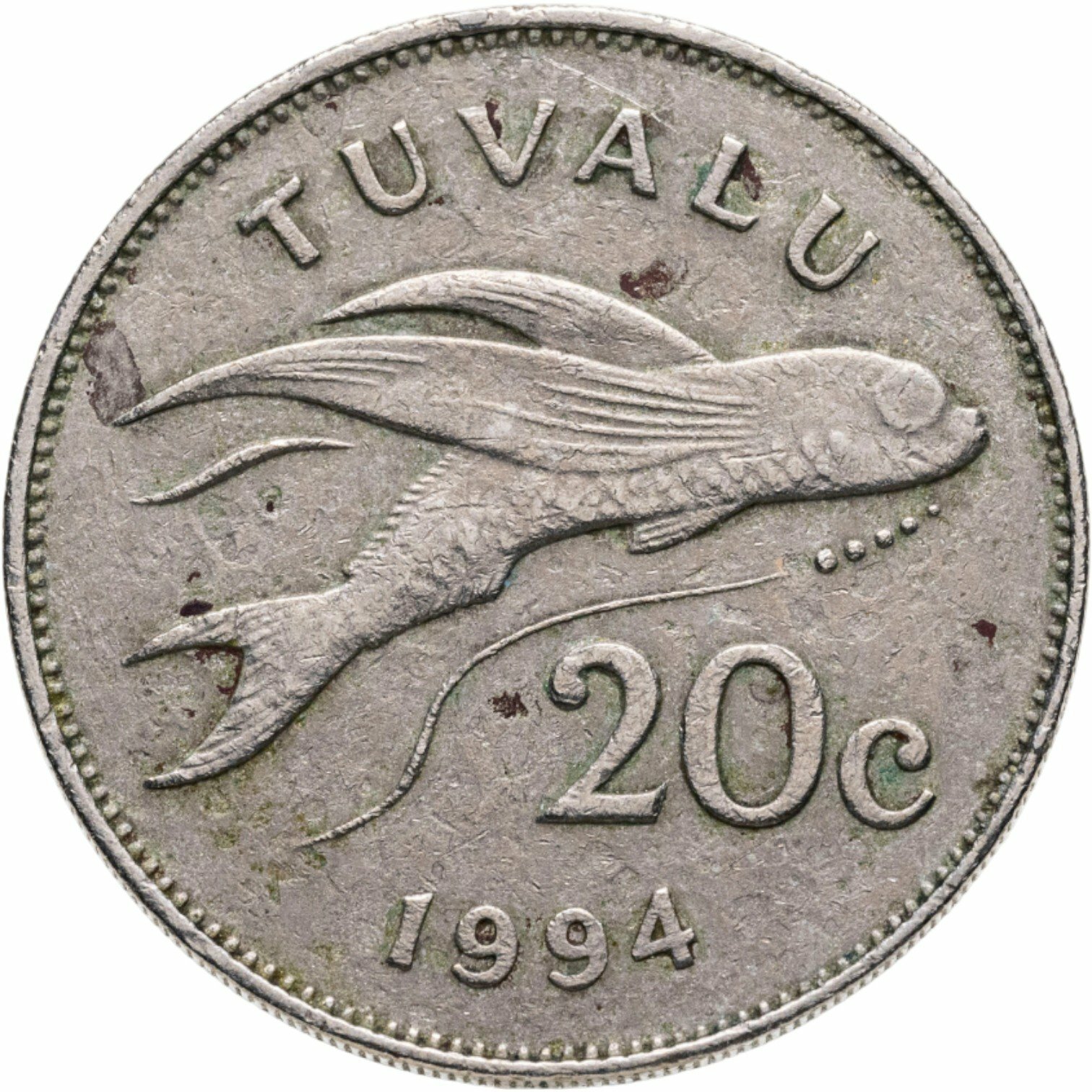 Тувалу 20 центов cents 1994, Мельхиор медь-никель, в сохранности VF-XF