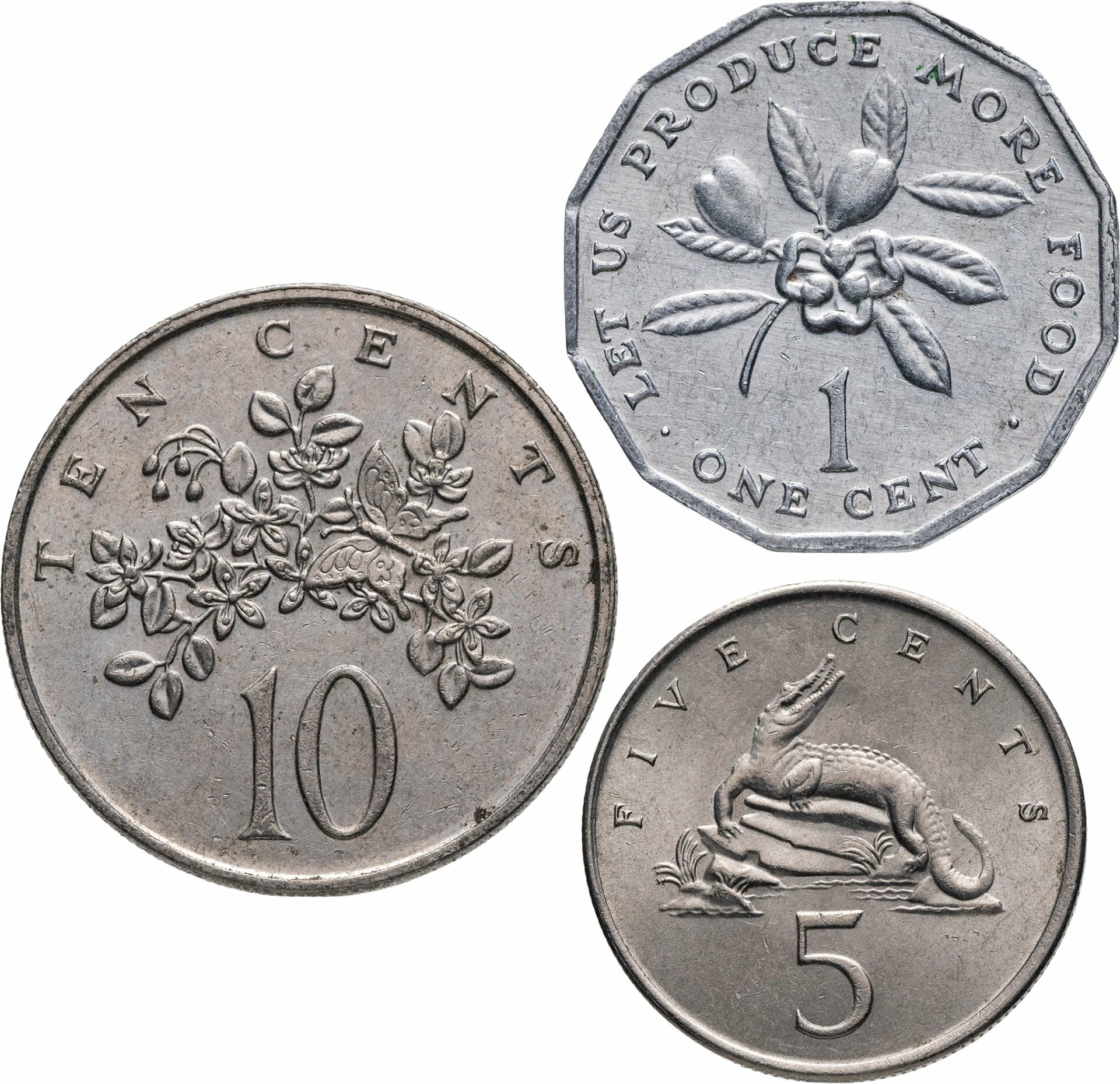 Ямайка набор монет для обращения 1969-1989 3 штуки, Мельхиор медь-никель, в сохранности VF-XF