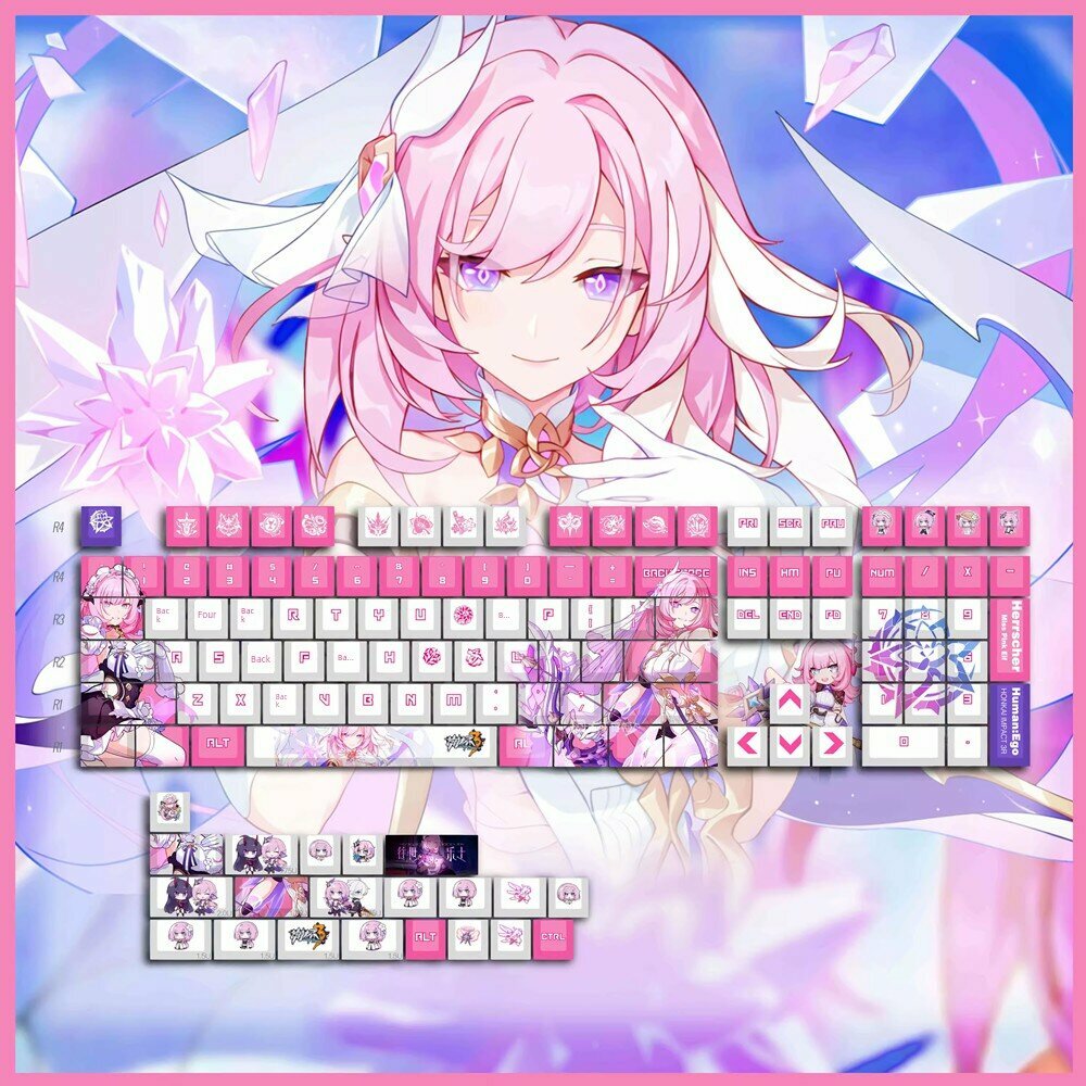 Клавиши для механической клавиатуры Honkai Impact 3, PBT, дизайн Elysia (розовая фея, аниме) красная ось_Клавиши + 3