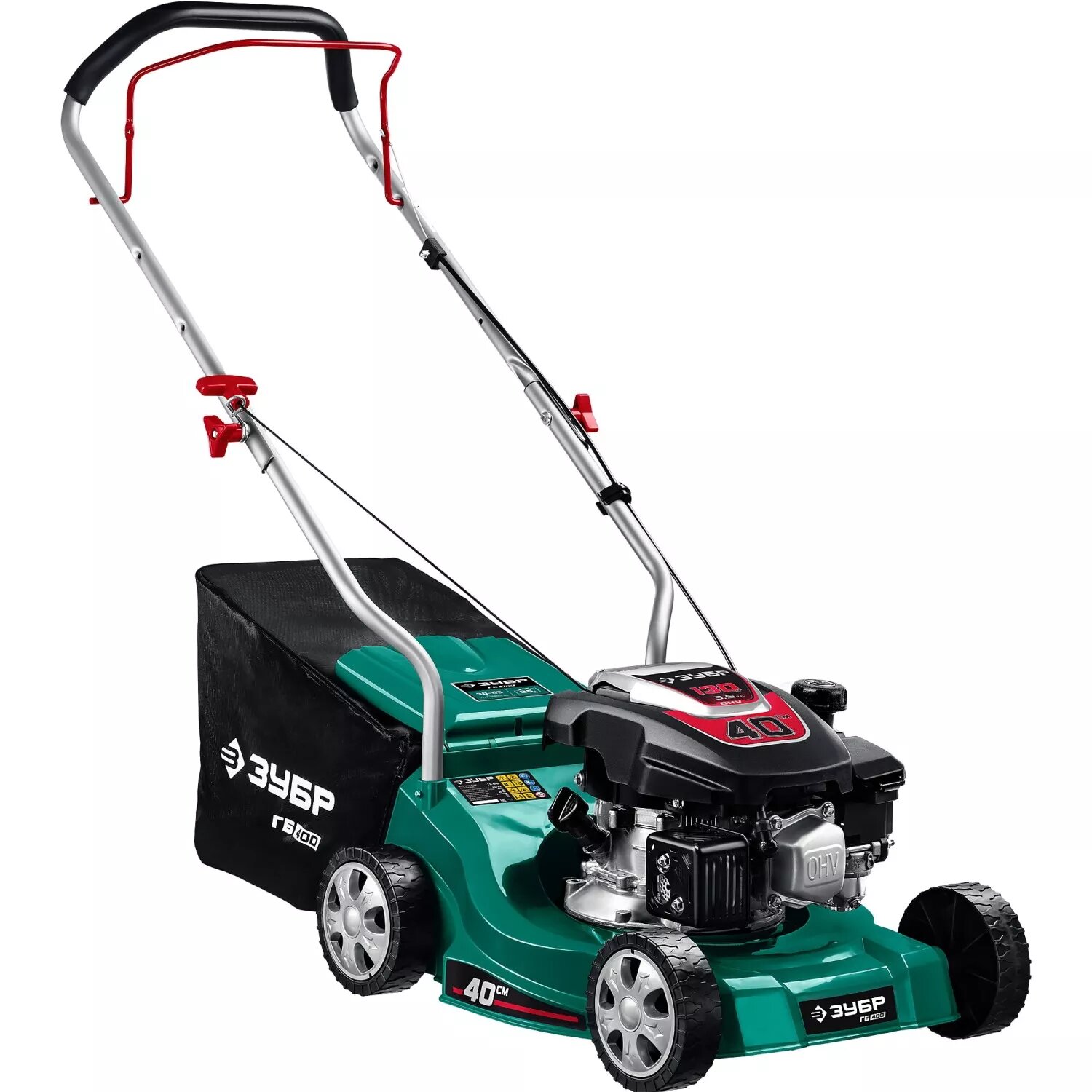 Газонокосилка бензиновая ЗУБР ГБ-400, зеленый/черный, 2600 Вт