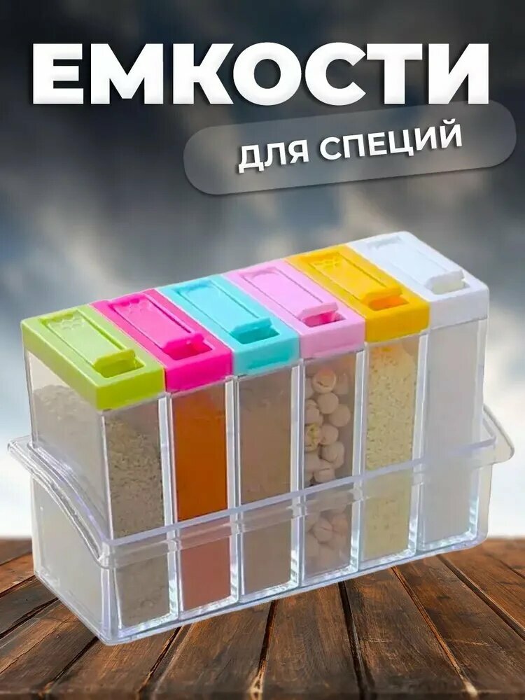 Контейнер для специй с разделителями, 100 мл, 6 шт