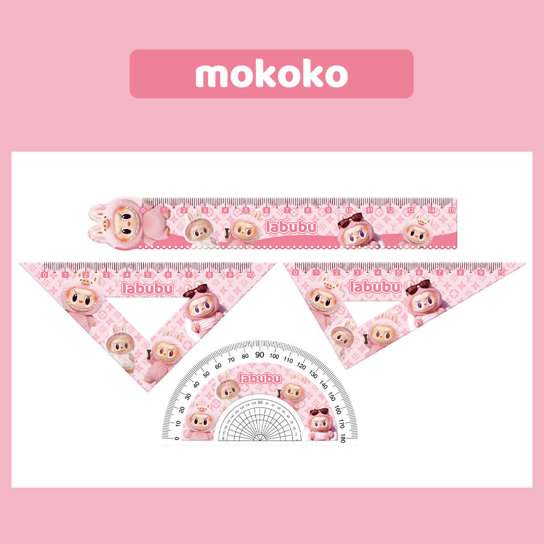 Линейка Labubu для учеников начальной школы, милая мультяшная акриловая прямая линейка, высококачественные детские творческие канцтовары, волнообразный дизайн