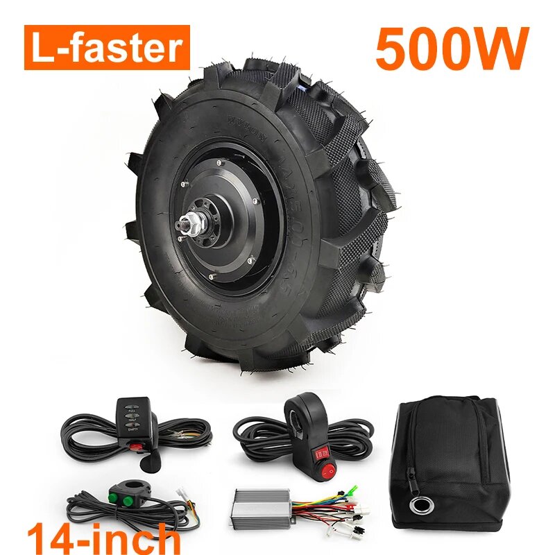 Двигатель L-faster 14 дюймов 36В/48В 500Вт для электровелосипеда 36V 5kph, Thumb throttle kit