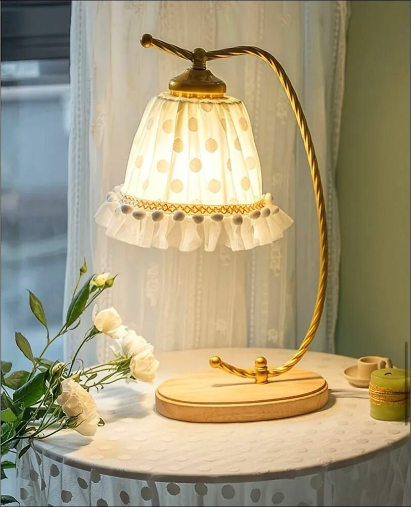 Название товара: Настольная лампа с ажурным абажуром в стиле прованс, 3 уровня яркости, для девочек и девушек