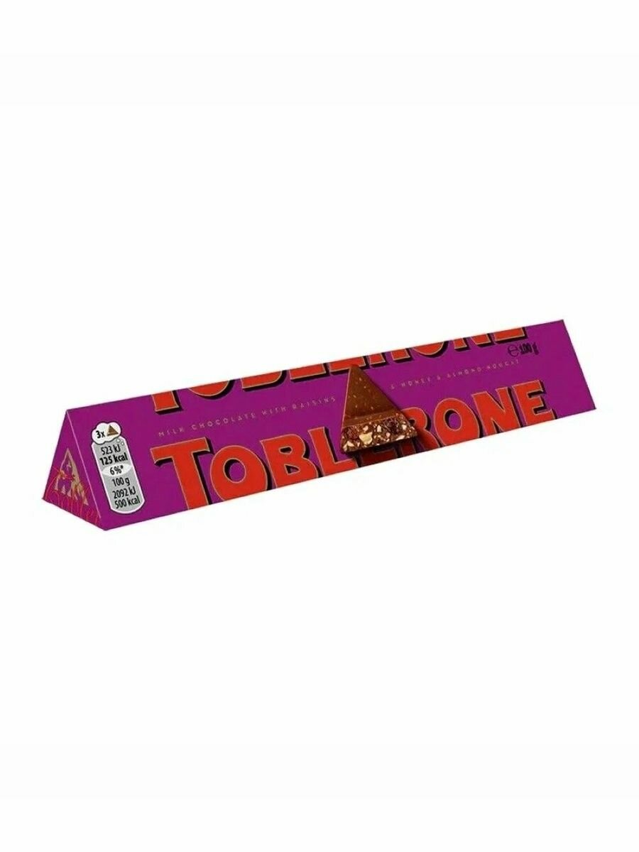 Шоколад Toblerone молочный с изюмом и орехом, 100 гр. (Швейцария)