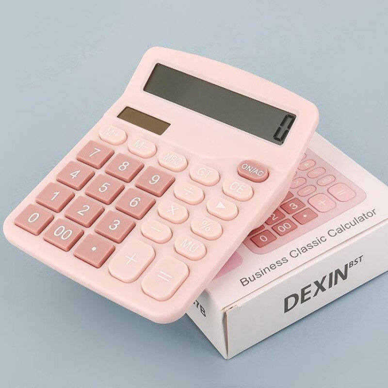 Солнечный калькулятор для финансового учета, офисный цветной компьютер, большой экран, калькулятор с двойным питанием