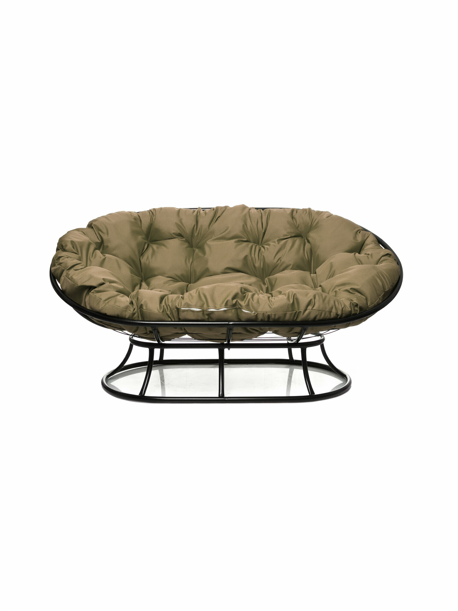 Диван мамасан без ротанга чёрный, бежевая подушка