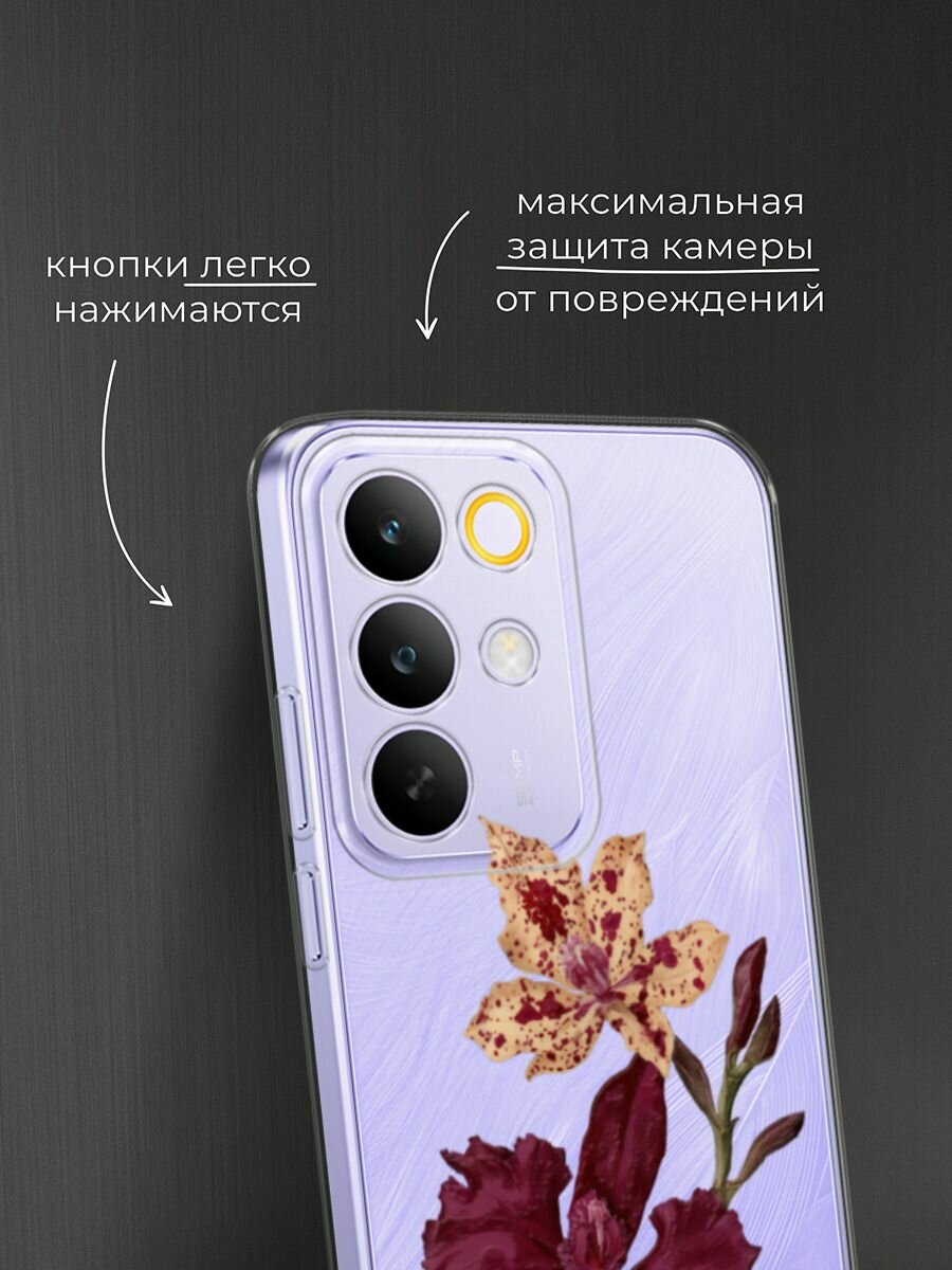 Силиконовый чехол на Realme C85 Pro / Реалми C85 Про с принтом Готические цветы в темноте 3 — фото 1