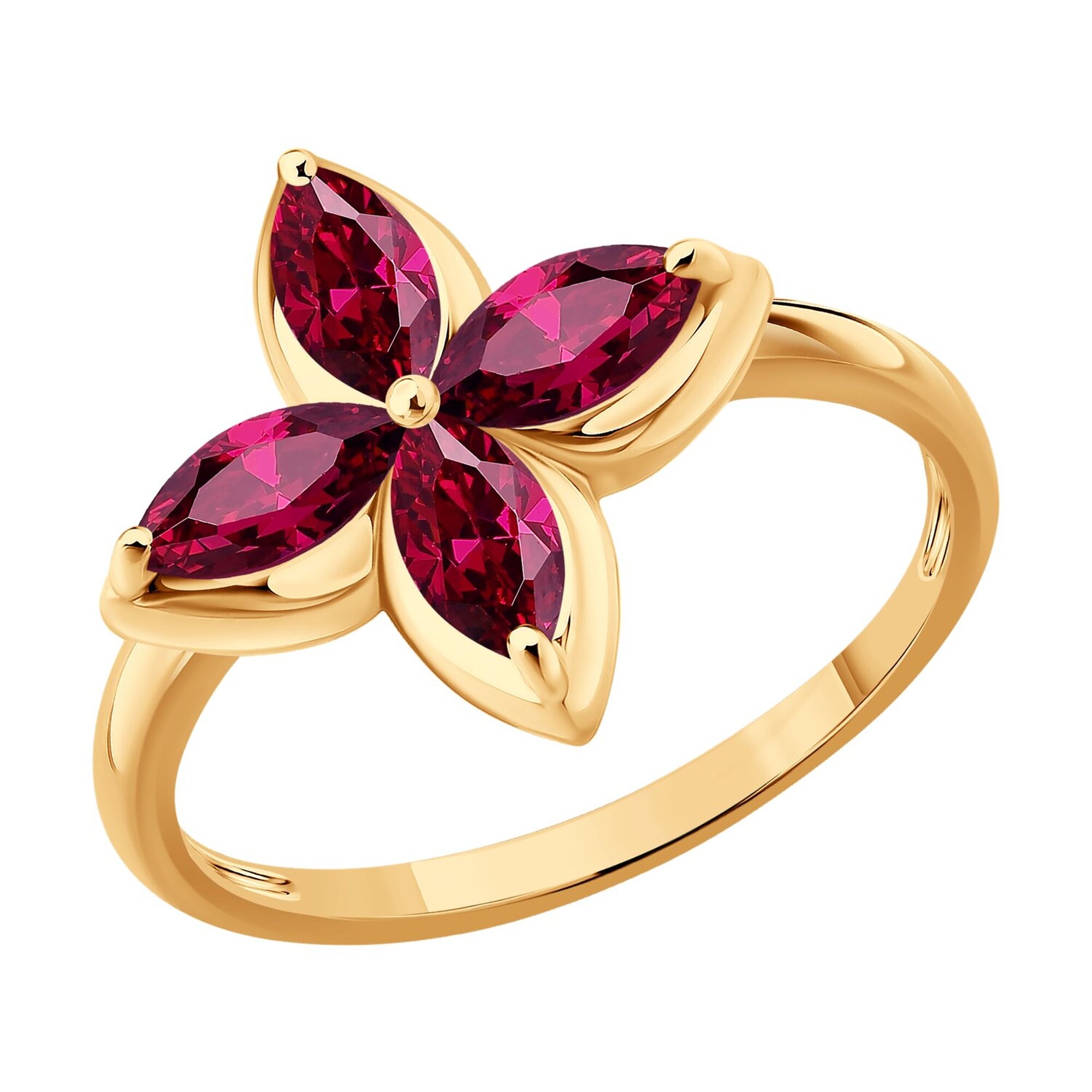 Кольцо, красное золото, 585 проба, рубин