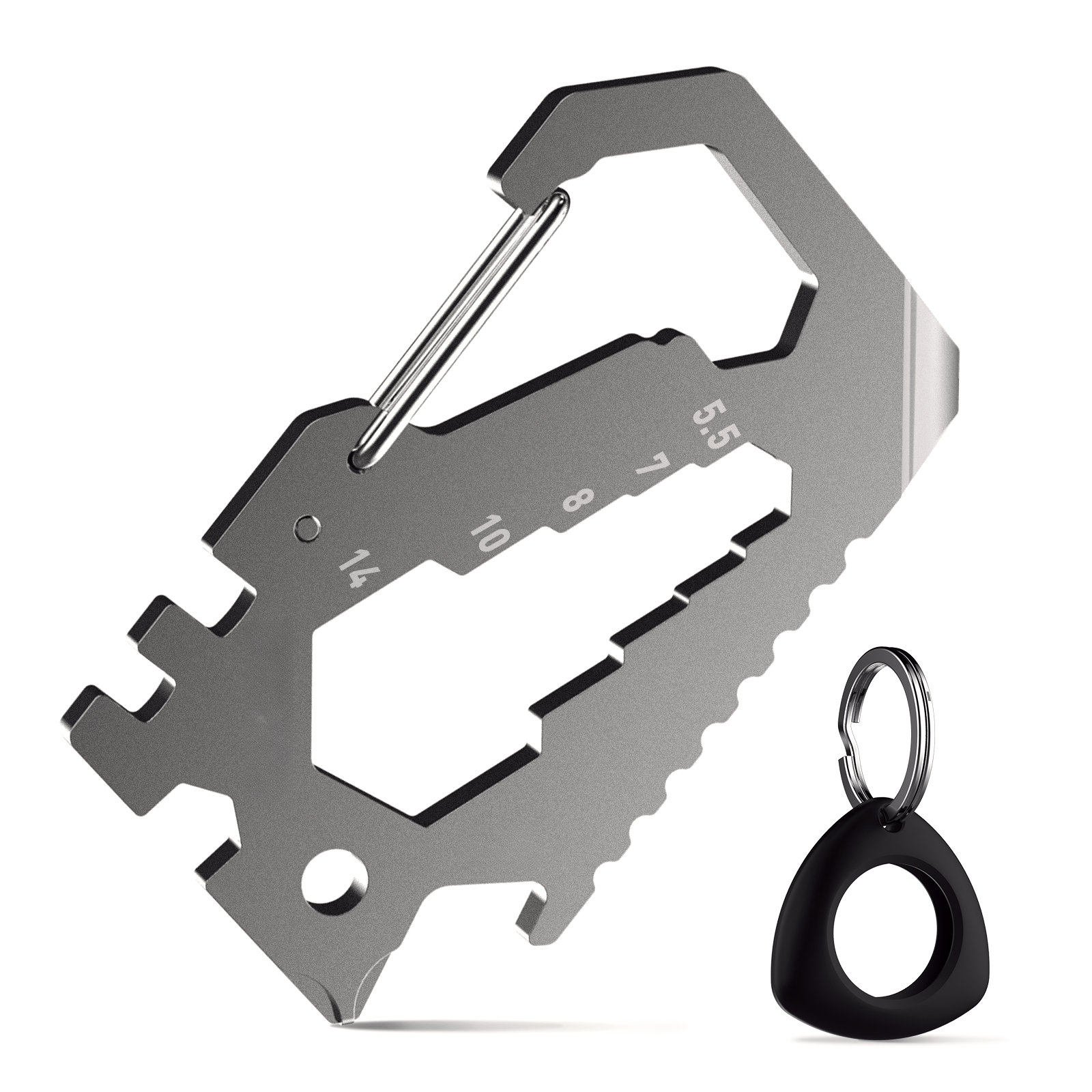 12-в-1 многоинструмент EDC в виде кредитной карты SkyFox, карабин-кеychain с кейсом для смарт-файндера, зажим для рюкзака с антипотерей и быстрым выпуском, бутылковый отворот, ключ для спиц, шестигранник и отвертка, материал 420 нержавеющая сталь, размер
