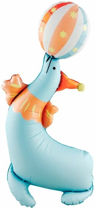 Воздушный шар Falali 3D, 43 дюйма 109 см, фигура, цирк, веселый тюлень, 1 шт