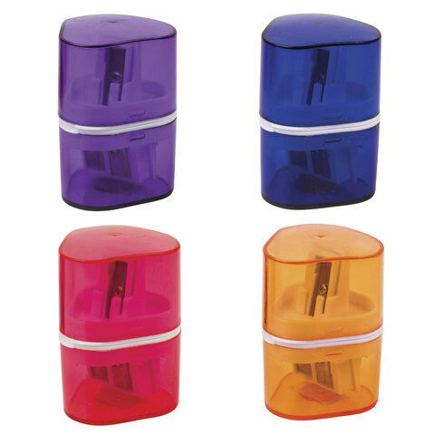 12 шт. Точилка BRAUBERG "Case", 3 отверстия для чернографитных и цветных карандашей (в том числе утолщенных), с контейнером,226943