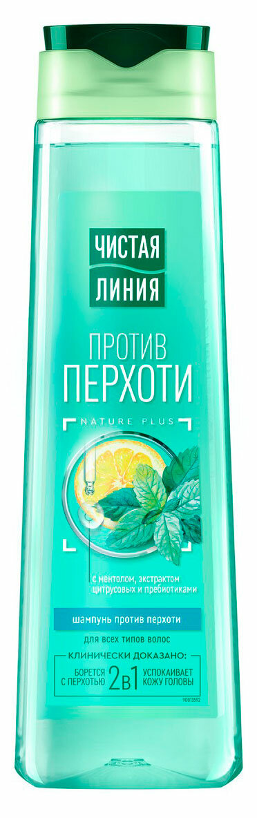 Шампунь для волос «Чистая Линия» от перхоти с ментолом мятой и пребиотиками, 400 мл