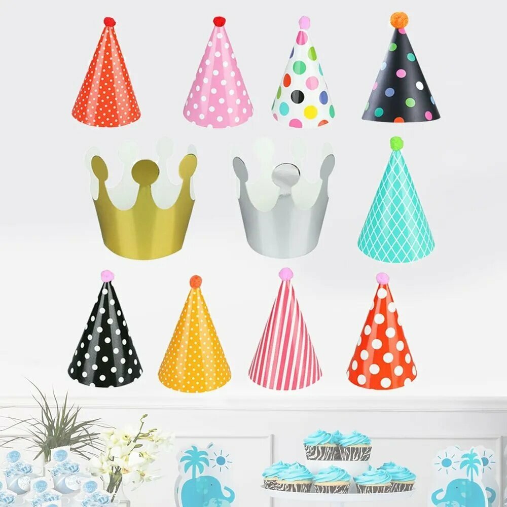 11 Штук Бумажных Колпаков Для Питомцев С Конической Формой Из Цветной Бумаги