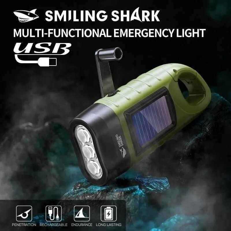 Smiling Shark Многофункциональный ручной фонарь 800 Люмен, встроенный аккумулятор, черно-серый, китайский — фото 1