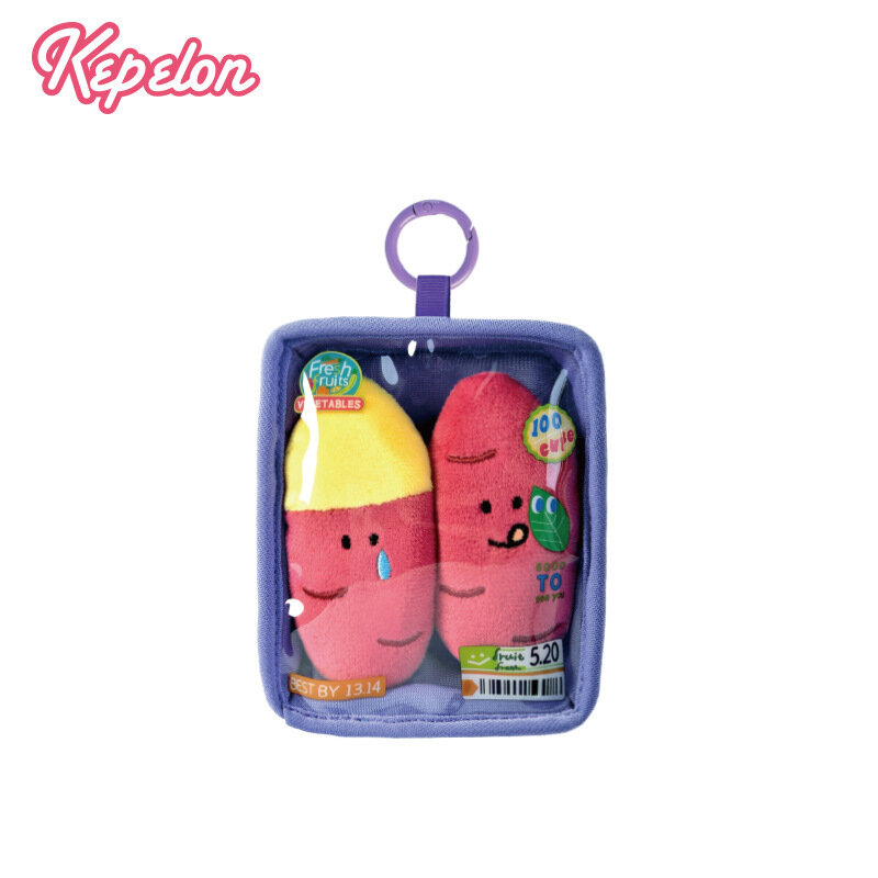 Настоящая тарелка с фруктами и овощами Kepelon, сладкий картофель, черри, томаты, киви, клубника, зеленый лук, плюшевая игрушка, держатель для карт, подвеска