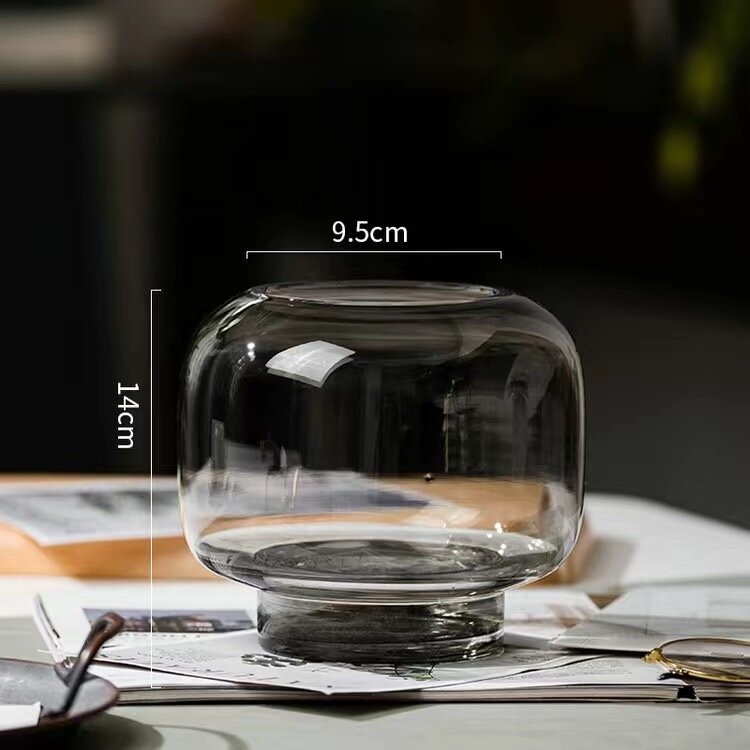 Минималистичная круглая ваза с большим горлом, прозрачная гидропонная ваза для свежих цветов, стеклянная ваза для украшения домашнего обеденного стола и гостиной