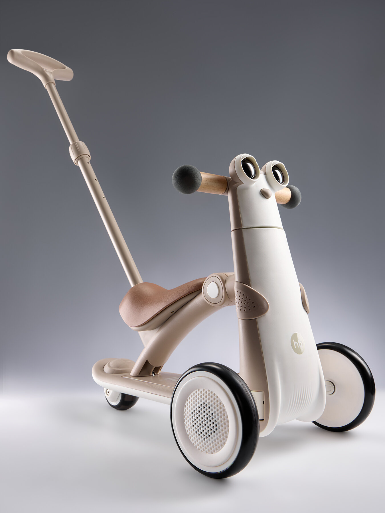 50061, Беговел 3 в 1 PINGI, самокат для девочек и мальчиков, каталка для малышей, трехколесный велобег, бежевый