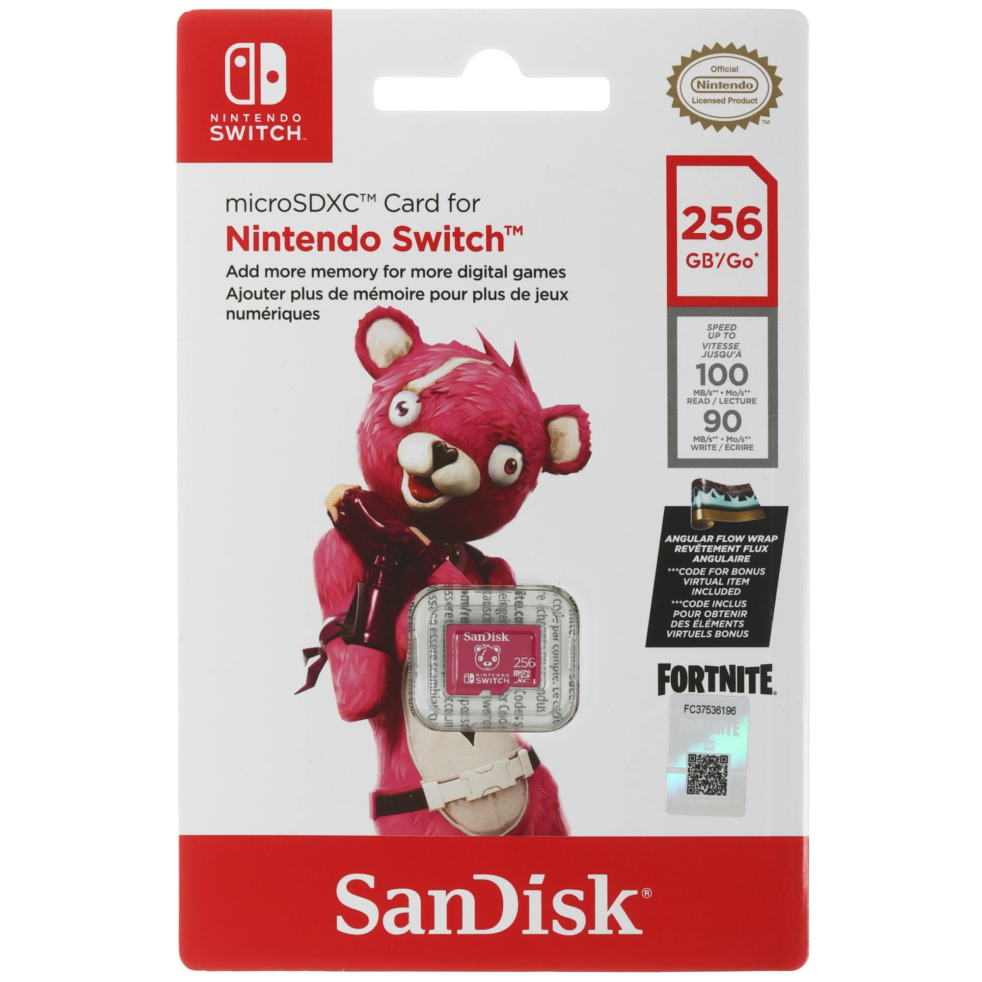 SDSQXAO-256G-GN6ZG / Карта памяти microSDXC UHS-I Sandisk Nintendo Switch 256 ГБ, 100 МБ/с, Class 10