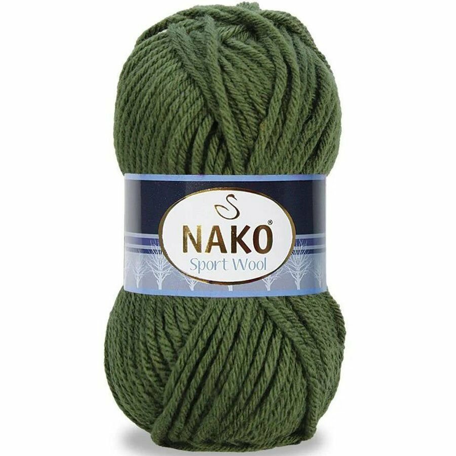 Пряжа Nako SPORT WOOL 14431 зеленый (5 мотков)