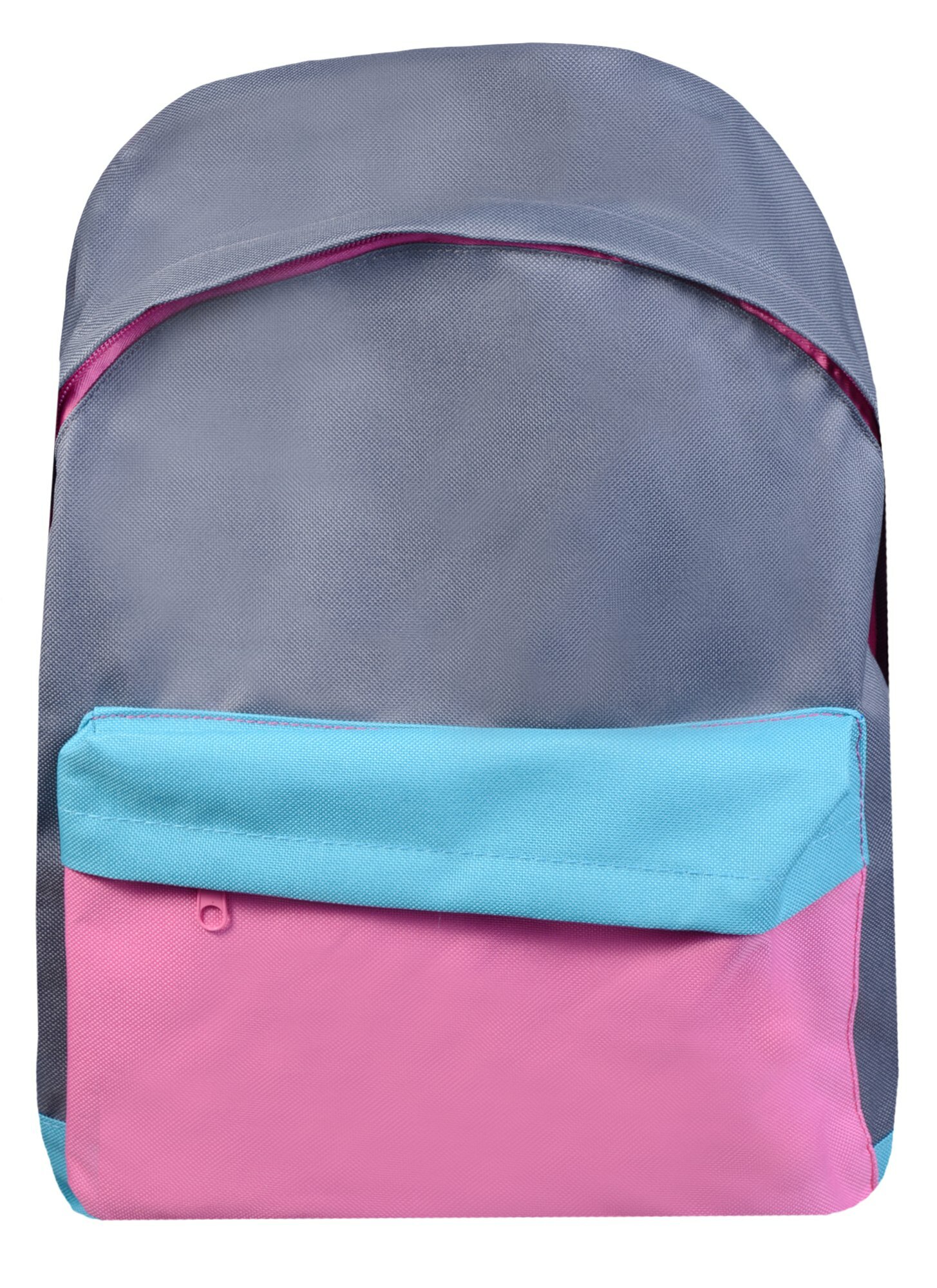 Рюкзак школьный "Серый с голубым и розовым"