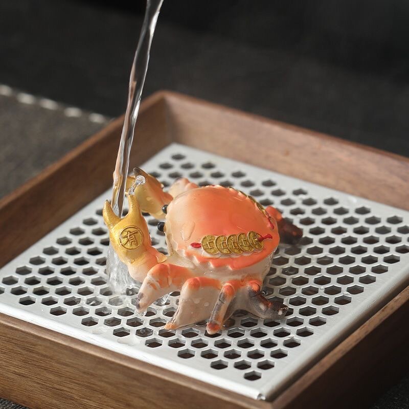 Чайная игрушка-краб меняет цвет от воды — керамический талисман, для чайной церемонии, меняющийся декор