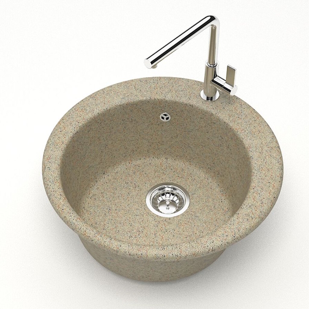 Мойка каменная Santegro SZ030-475/Q5 матовый песочный, круглая, D47,5х18 см.