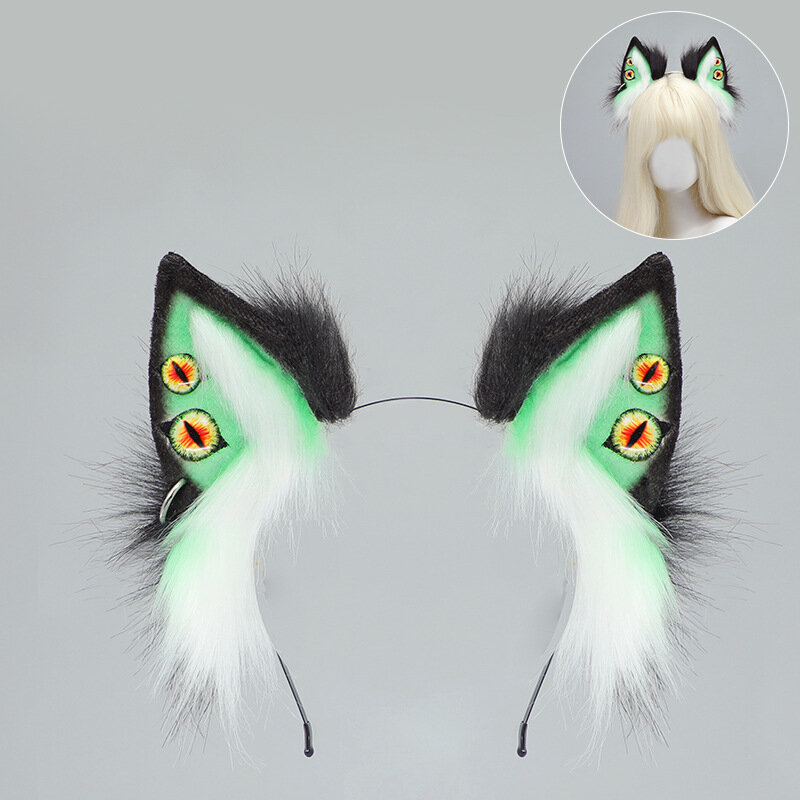 Повязка на голову с демоном Ктулху на Хэллоуин, выставка комиксов, уши лисы Яндере, уши зверя, косплей-реквизит, повязка на голову с ушами темного волка в стиле панк