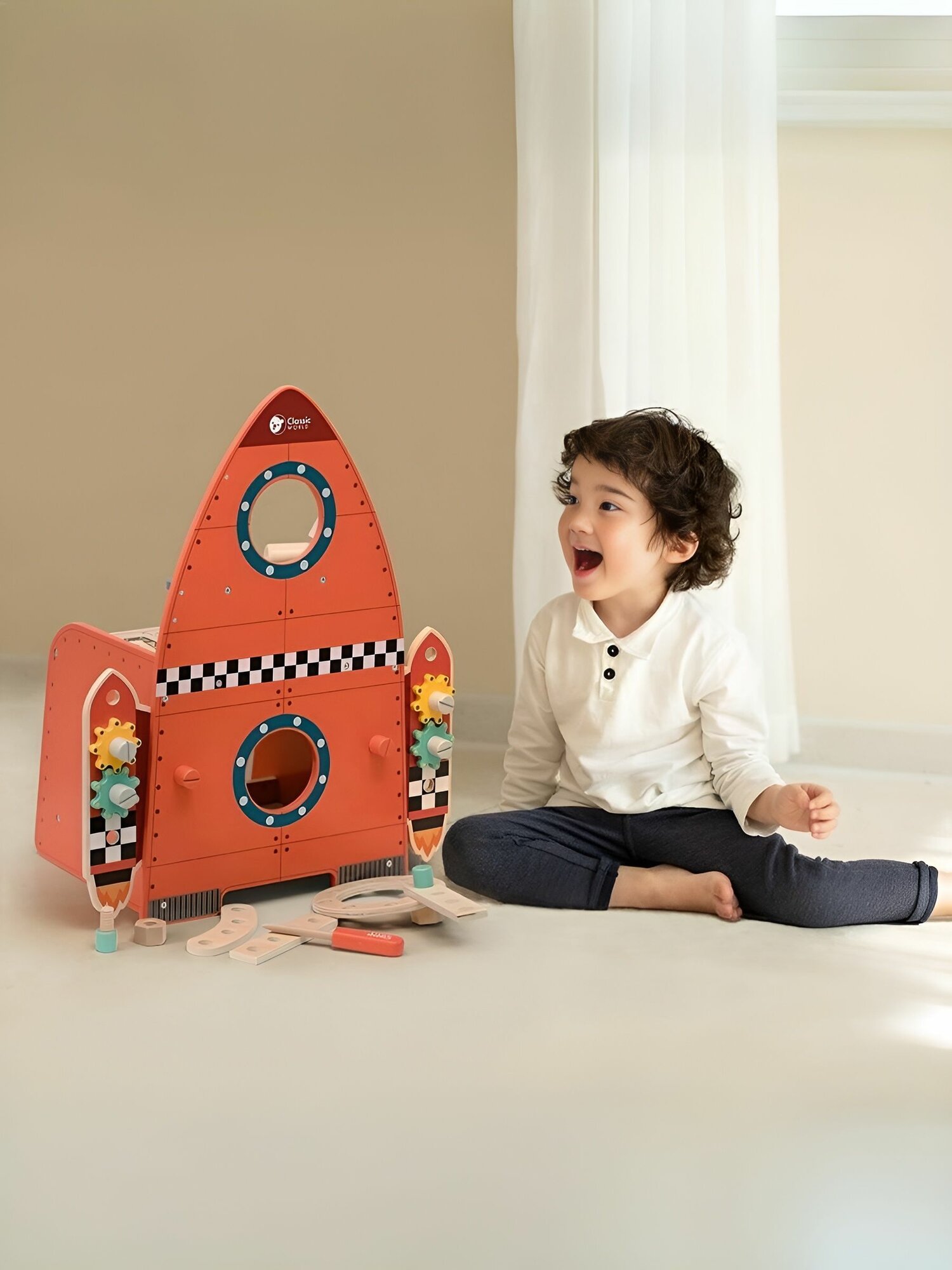 CLASSIC WORLD Детский верстак с инструментами Ракета развивающий игровой набор