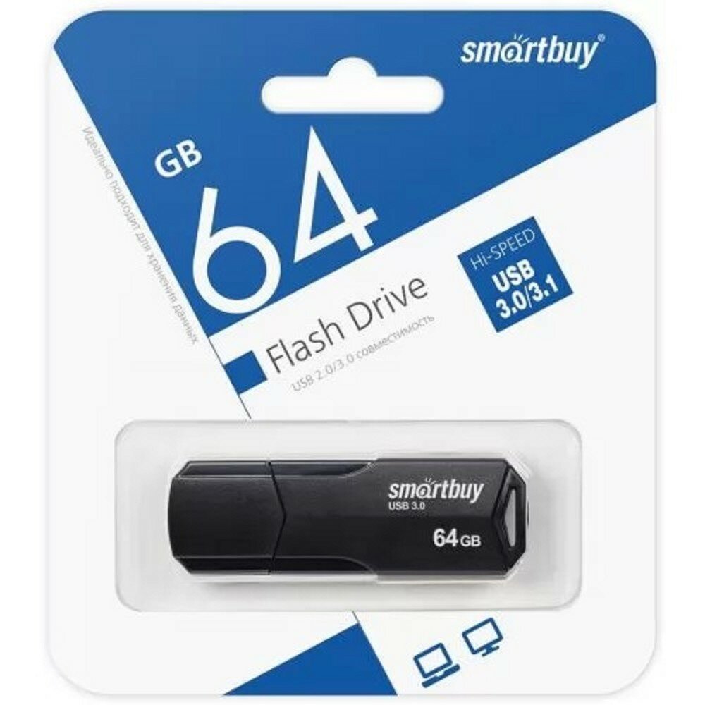 USB флеш накопитель 64 Gb SmartBuy CLUE Black USB 3.0 (SB64GBCLU-K3), черный
