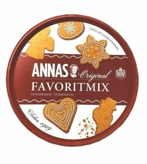Печенье имбирное Annas FavoritMix Original с имбирем и корицей в пластиковой коробке, 275 г (Финляндия)