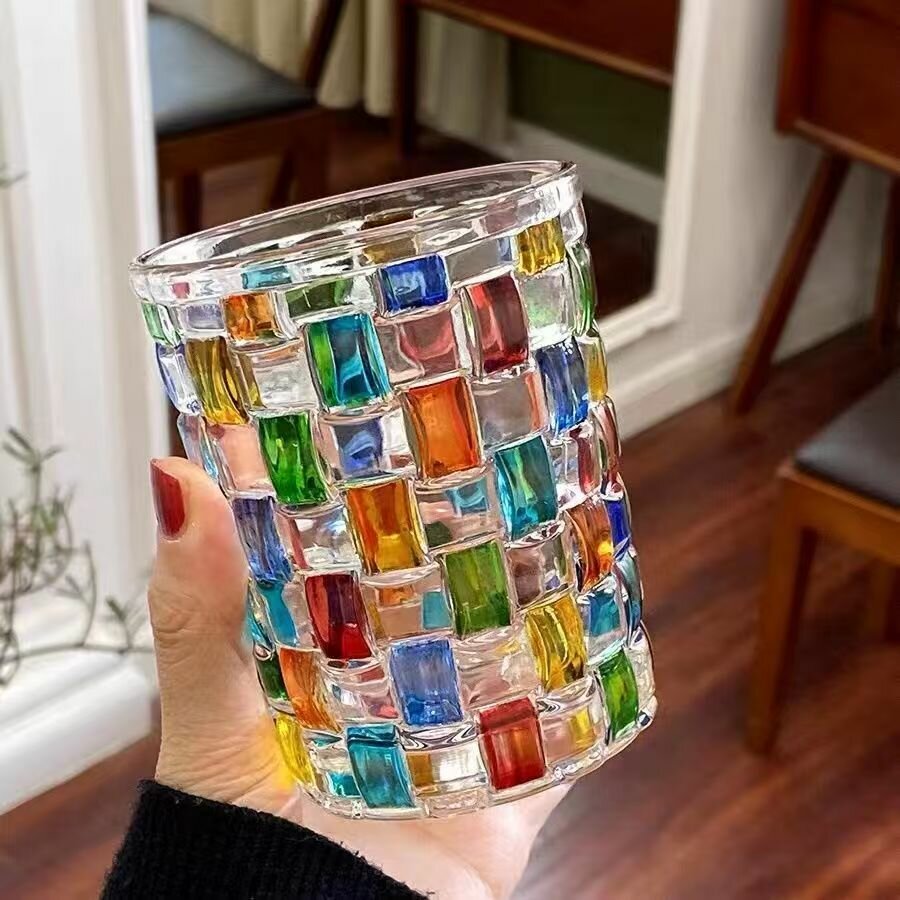 Стакан "Италия", 300 мл, 1 шт，Стакан в итальянском стиле с плетёным цветным рисунком