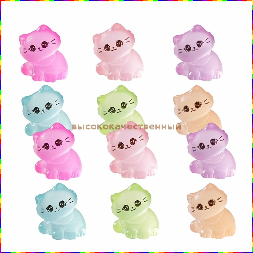 12 светящихся смоляных фигурок кошек для сада и декора в стиле фей