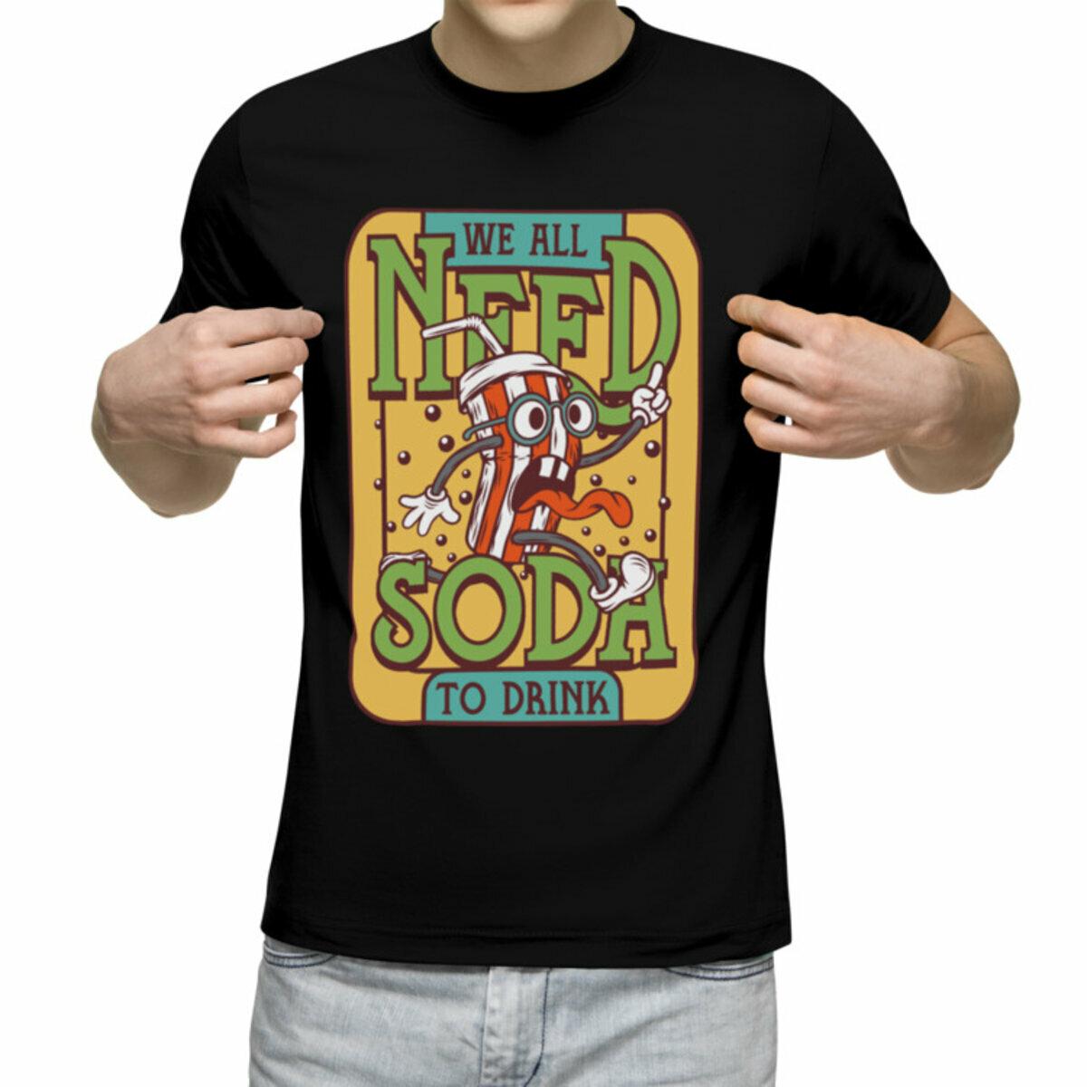 Мужская футболка «Сумашедшая газировка, напиток, содовая» (черный, 3XL)