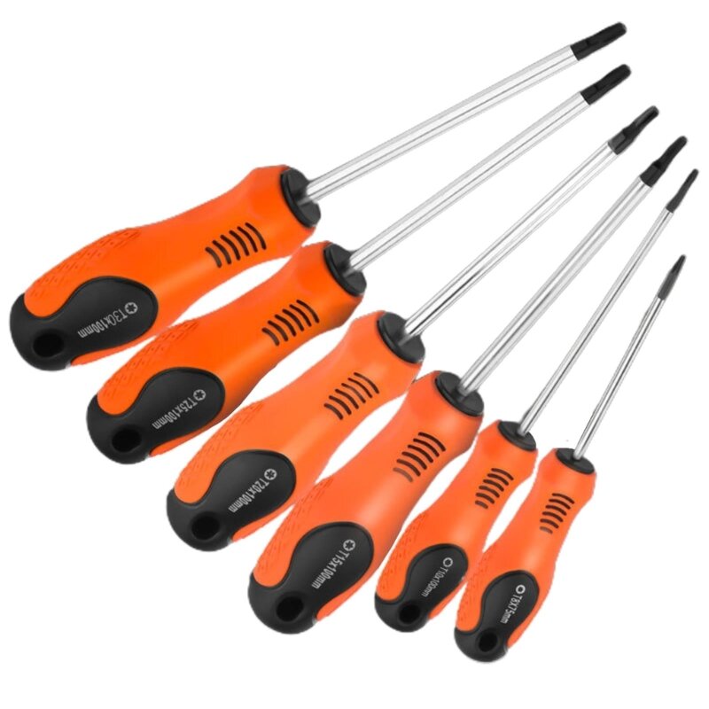 Сверхмощная Магнитная отвертка Torx Защитные отвертки 6 шт. (T8 + T10 + T15 + T20 + T25 + T30) Защита от несанкционированного доступа