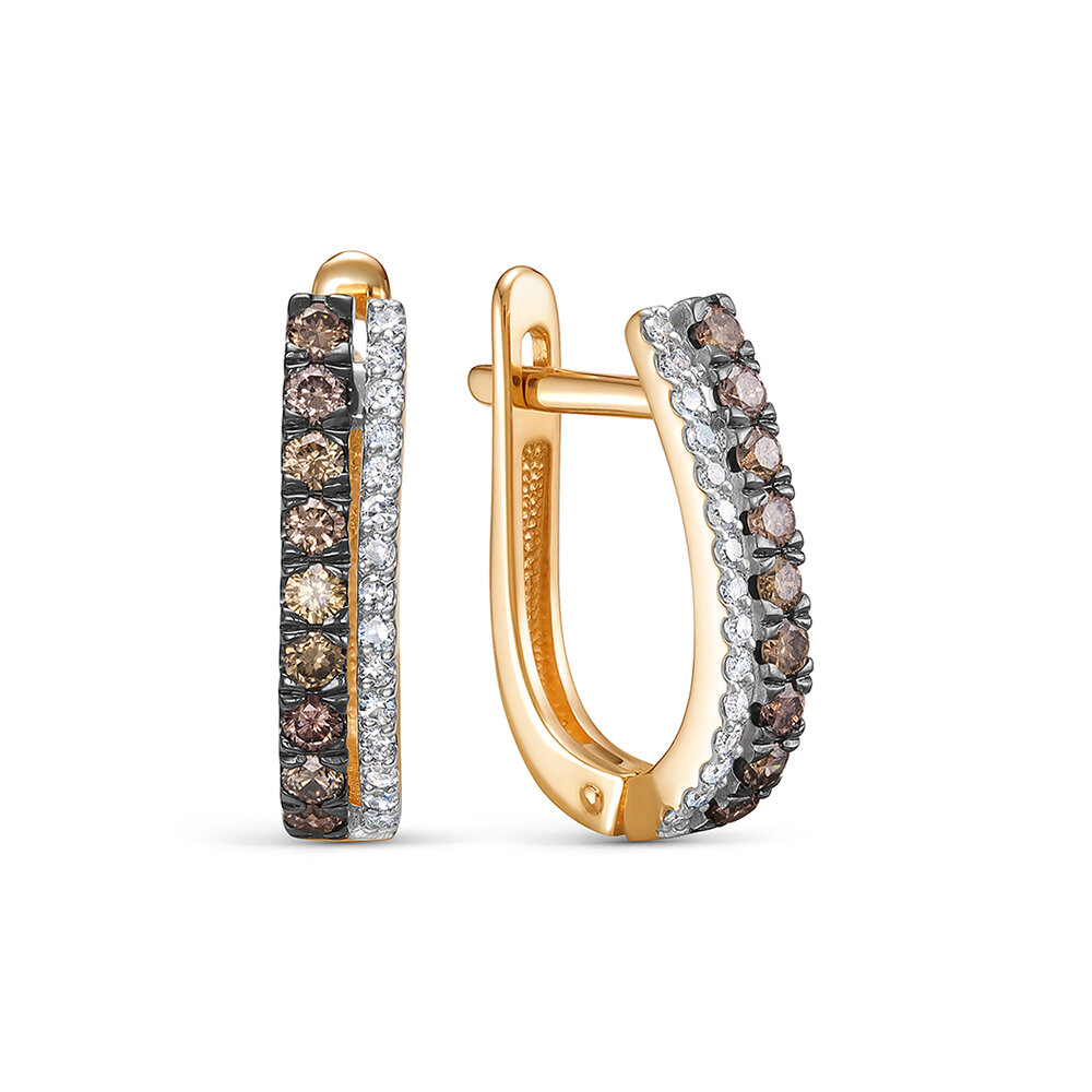 Серьги, красное золото, 585 проба, бриллиант