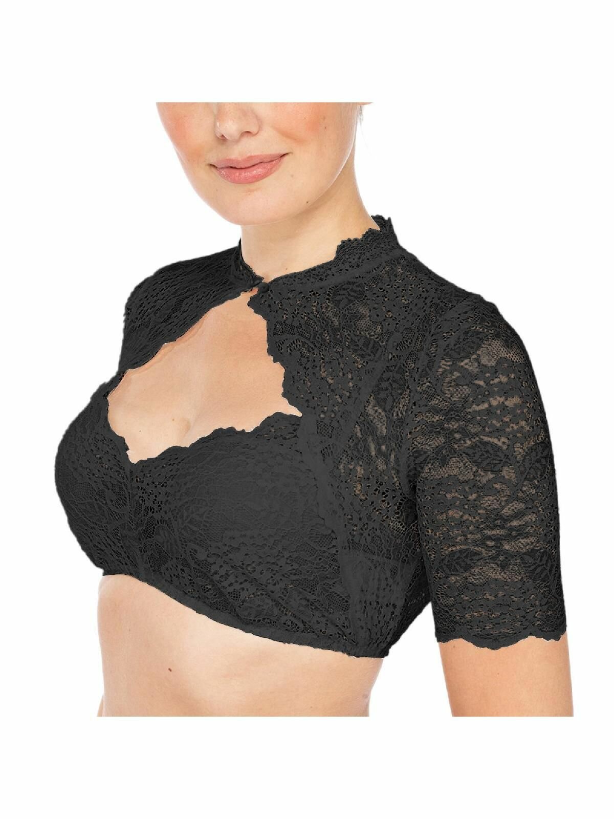 Женская кружевная блузка в баварском стиле, Черный - S