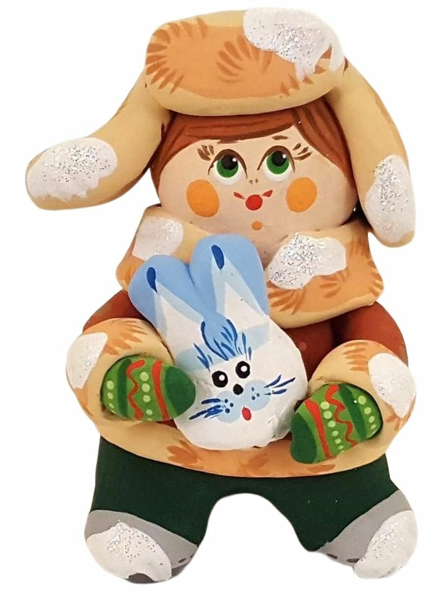 Свисток, Мальчик-1, Ковровская глиняная игрушка, ручная авторская работа