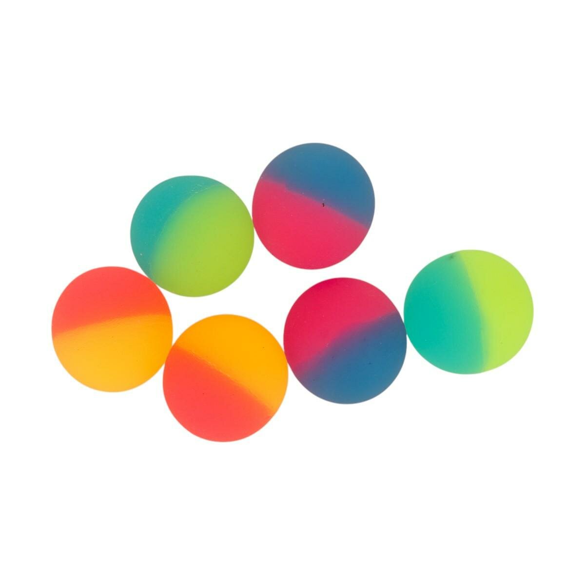 Мячики попрыгунчики, 6 штук, неоновые цвета, диаметр 27 мм, для активных игр