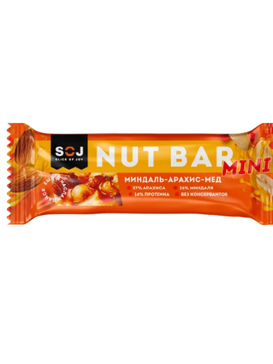 Нат Бар мини Батончик ореховый Миндаль/Арахис/Мед 30г