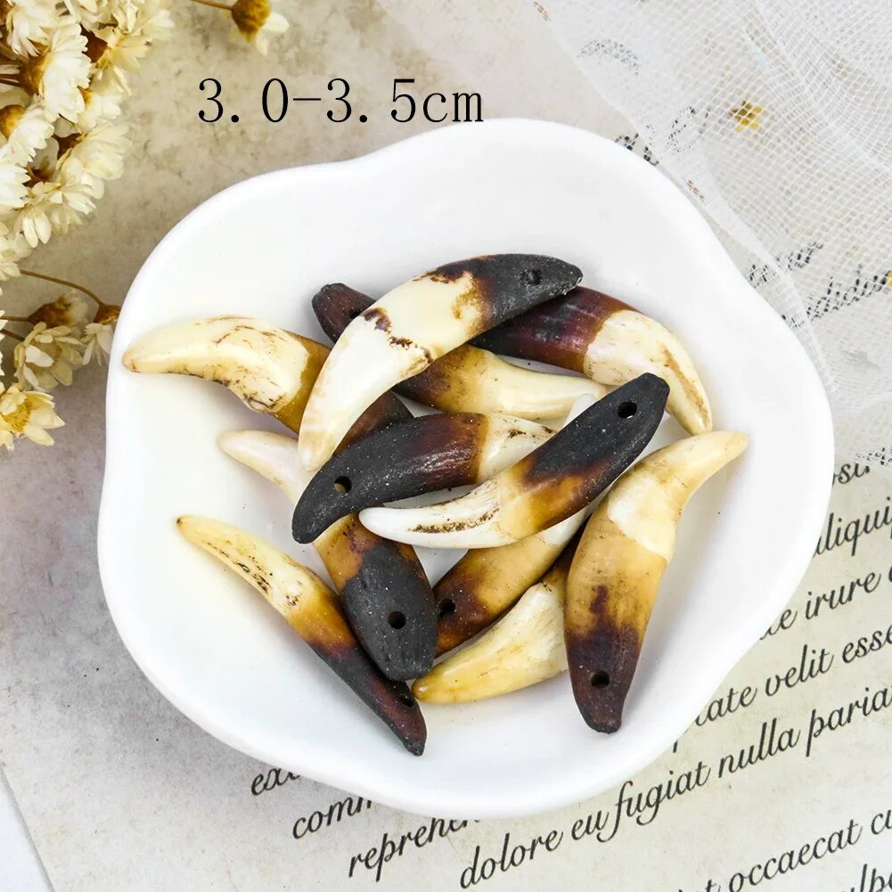 Кулон Зуб Волка из натурального волчьего зуба black 30-35mm 1pc