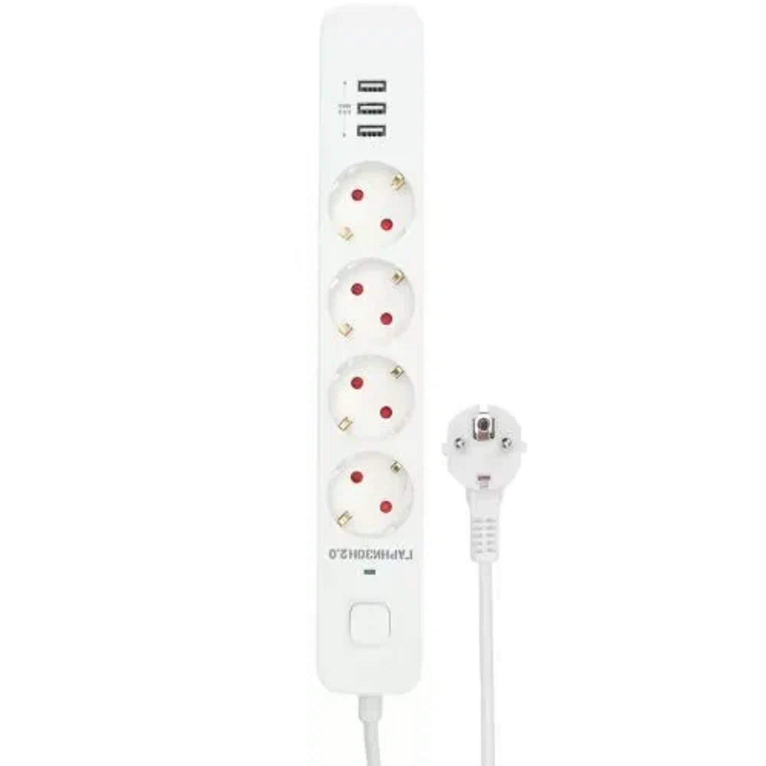 Сетевой фильтр "Garnizon EPS-4-U3-W-4", 4 розетки, USB-порты, шторки, 3 м, белый
